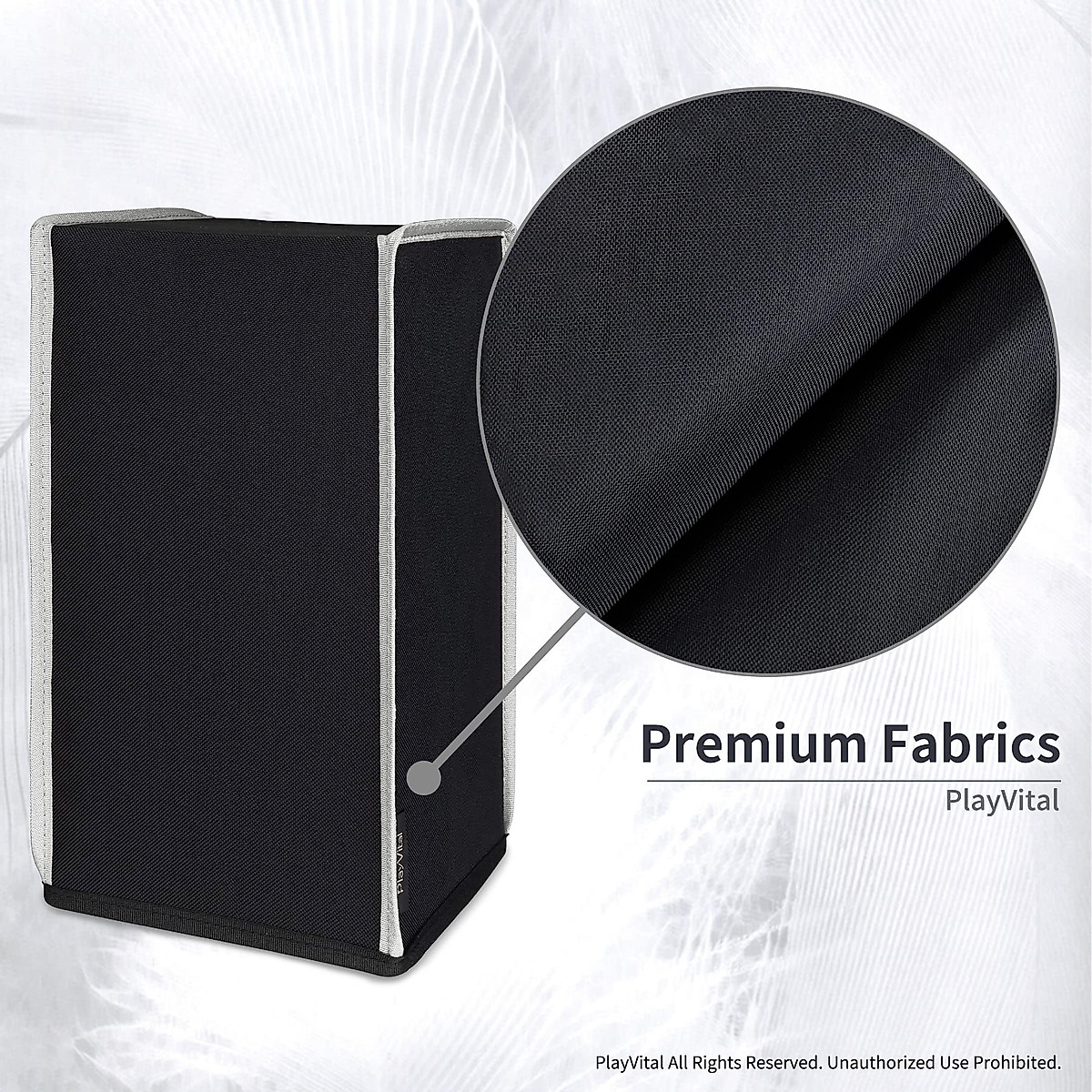 PlayVital Black Nylon Dust Cover for Xbox Series X Console, Soft Neat Lining Dust Guard, Anti Scratch Waterproof Cover Sleeve for Xbox Series X Console - Light Gray Trim