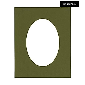 12x18 Mat Bevel Cut for 11x14 Photos - Precut Dill Green Oval Shaped Photo Mat Board Opening - Acid Free Matte to Protect Your Pictures - Bevel Cut for Family Photos, Pack of 1 Matboard Show Kit With