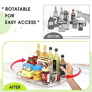 SPACELEAD Lazy Susan Turntable Organizer for Refrigerator, 15.7''x11.8'' Fridge Turntable Organizers and Storage use for Pantry Kitchen, Bathroom, Table. Clear, Rectangle,1Pack