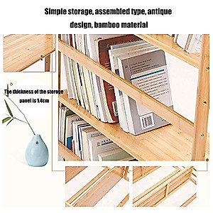 HTLLT Storage Shelf Floating Shelf Bamboo Book Shelf Storage Shelf, Height Adjustable, Kitchen Independent Storage Shelf Plant Shelf,4-Tier,4-Tier