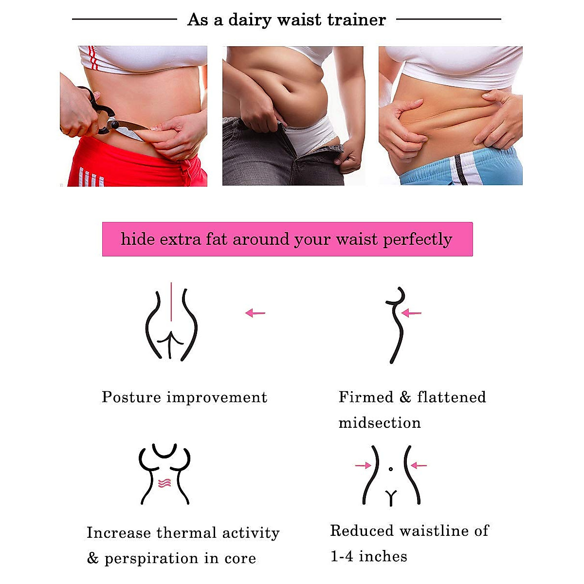 GainKee Waist Trainer with Zipper Women's Shapewear Waist Cinchers Corset Waist Trainer for Women (X-Small, Belt)