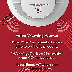 Kidde Hardwired Smoke & Carbon Monoxide Detector, AA Battery Backup, Voice Alerts, Interconnectable, LED Warning Light Indicators