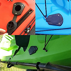 3Pcs Kayak Deck Flush Mount Fishing Boat Rod Holders with Cap Cover Embedded Fishing Holders Kayak Paddle Accessories Fishing Rod Bracket, Black, 7.9 x 6.7 x 1.6 inches