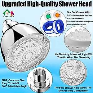 LED Shower Head, Shower Head with Lights, 7 Color Light Automatically Changing Led Rainfall Showerhead, LED Fixed Showerheads for Bathroom, High Pressure Quiet Adjustable Rain Showerhead for Kid Adult