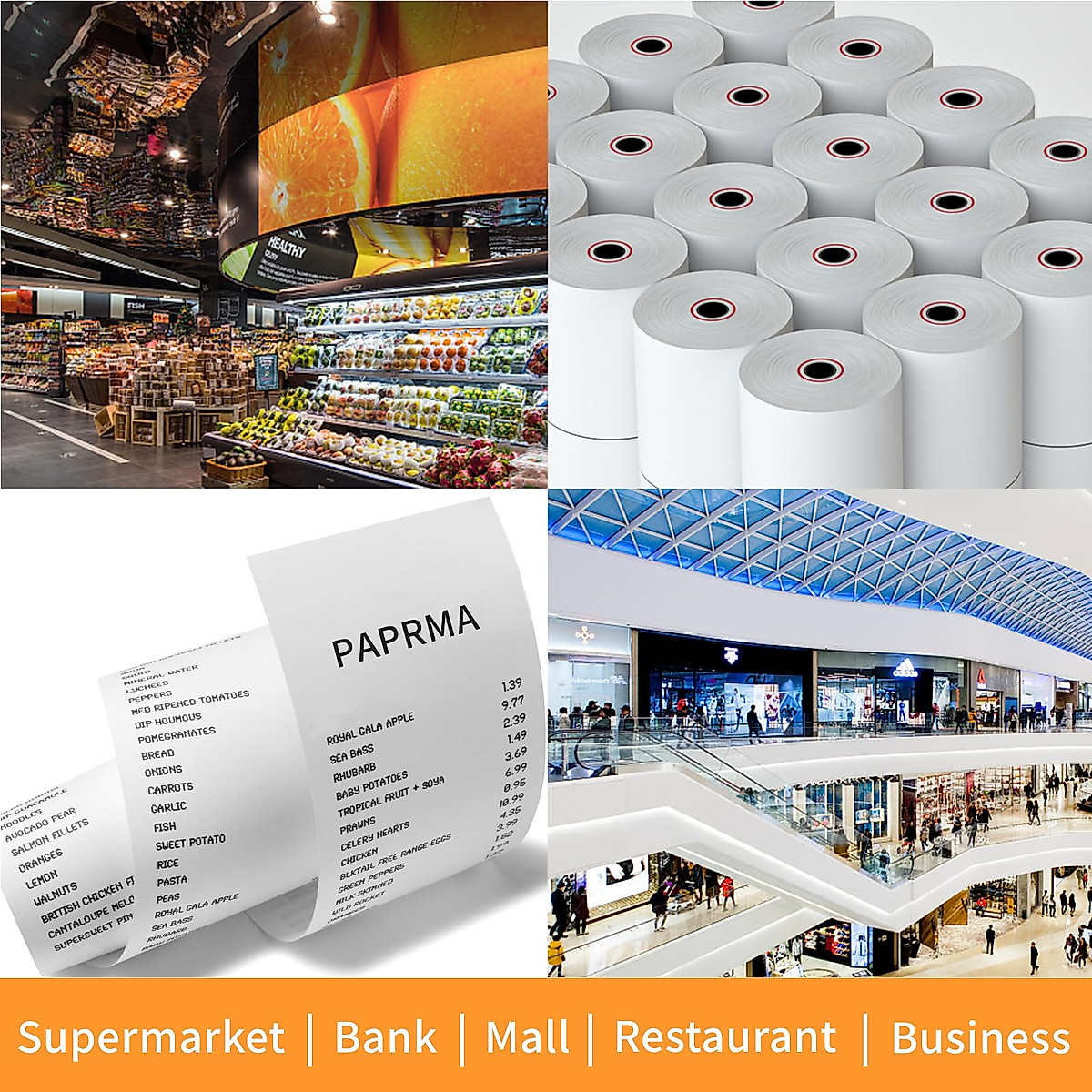 PAPRMA 2 1/4'' x 50' Receipt Paper Rolls POS Thermal Paper Cash Register Paper Rolls for Credit Card Machine(50 Rolls)