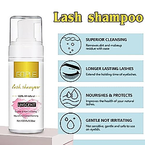 Lash Shampoo for Lash Extensions Eyelash Extension Cleanser Lash Mousse Lash Remover for Lash Extensions, Makeup Bag Lash Cleaning Kit