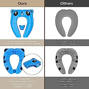 Upgrade Portable Potty Seat with Splash Guard for Toddler, Foldable Travel Potty Seat with Carry Bag, Non-Slip Pads Toilet Potty Training Seat Covers for Baby, Toddlers and Kids (Blue)