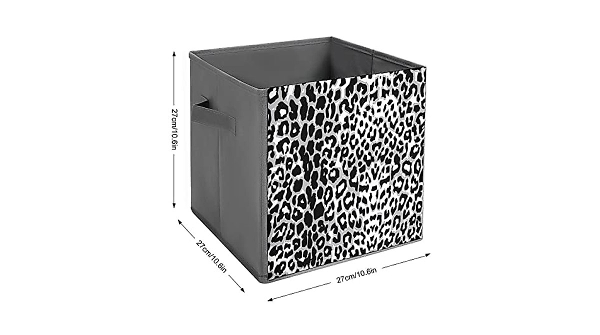 Stylish Black & White Leopard Storage Bins - Foldable & Durable