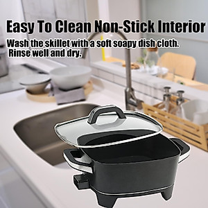 Extra Deep 4-inch Electric Skillet - 12inch Frying pan with Stay Cool Handles, Nonstick Coating, Temperature Control(Black)