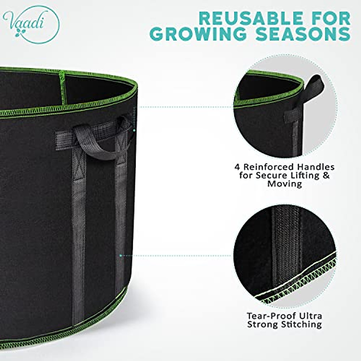 2-Pack 50 Gallon Grow Bags - Heavy Duty Fabric Planter with Reinforced Handles, Weatherproof Garden Grow Bags, Extra Large Grow Bags, Breathable Fabric Garden Bed Plant Pots and Felt Pots for Plants