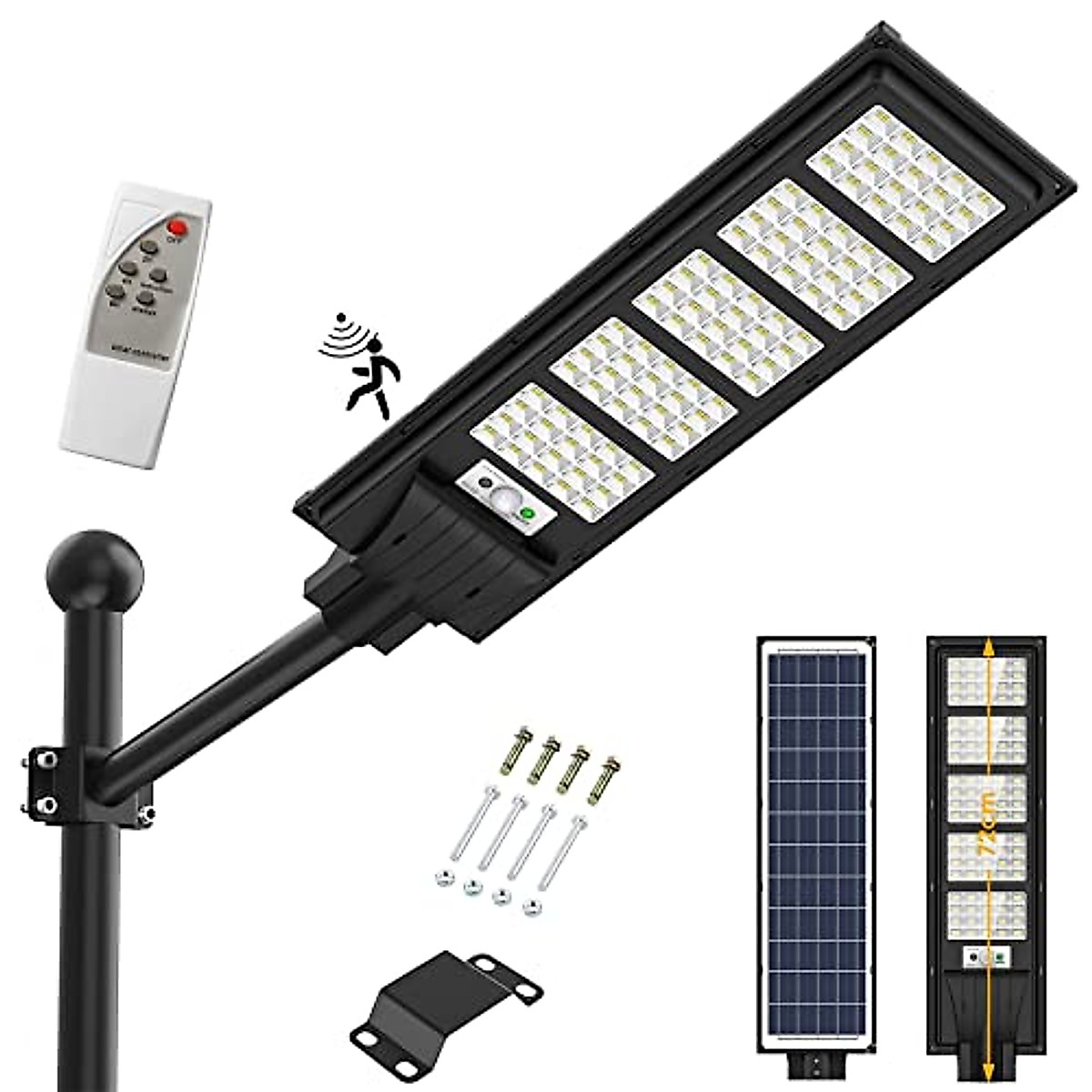 2pcs 350W Solar Street Light, 400LED Solar Flood Lights Outdoor Dusk to Dawn Motion Sensor, with Remote Control & Bracket, Security Solar Outdoor Lights IP66 Waterproof Lamp for Yard Garden Street