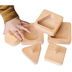 Montessori Shape Puzzle - Baby Puzzles 6-12 Months - Baby's First Puzzle - Knob Wooded Puzzles for Infant and Toddler - Geometric Shapes Puzzle - Babies First Shapes