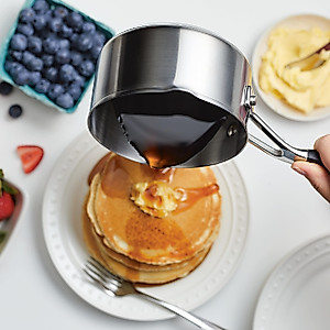 KitchenAid Saucepan with Pour Spouts, 1 Quart, Brushed Stainless Steel