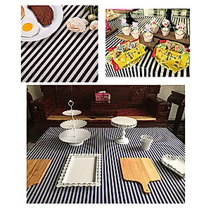 Yansanido 2pcs Plastic Picnic Party Tablecloth,Plastic Picnic Tablecloth 54''x108'' Rectangle Kitchen Picnic Wedding Birthday Party Table Covers Best (Black White Stripe, 2)