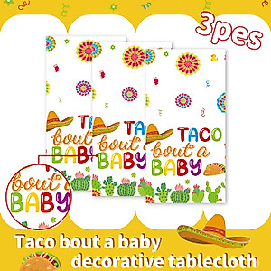 Taco Bout a Baby Decorations Fiesta Baby Shower Decorations Taco Baby Shower Tablecloth Plastic Disposable Mexican Fiesta Baby Shower Table Cover for Gender Reveal Party Supplies 54 x 108 Inch