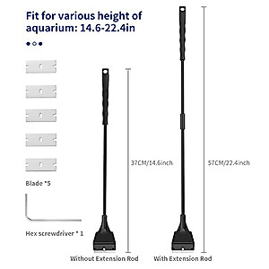 Faveetie Aquarium Algae Scraper for Glass Aquariums with 5 Replaceable Blades, Fish Tank Algae Scraper with Segmented Extension Rod, Aquarium Scraper Aquarium Cleaning Tools for Fish Reef Plant