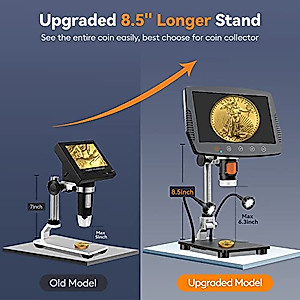 Hayve 9 '' LCD Digital Microscope, 1500X Magnification Coin Microscope with 16MP Camera, Micro Soldering Microscope for Adults, 32GB Card Included, Wired Remote, Compatible with Windows/Mac OS