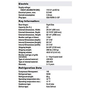 Kelvinator KCHRI27R1DRE 26 3/4" One Section Reach in Refrigerator, Silver
