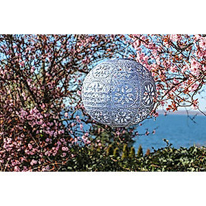 Allsop  31836 Home Soji Stella Boho LED Outdoor Solar Lantern, Handmade with Weather-Resistant UV Rated Tyvek Fabric, Stainless Steel Hardware, for Patio, Deck, Garden, 12X12