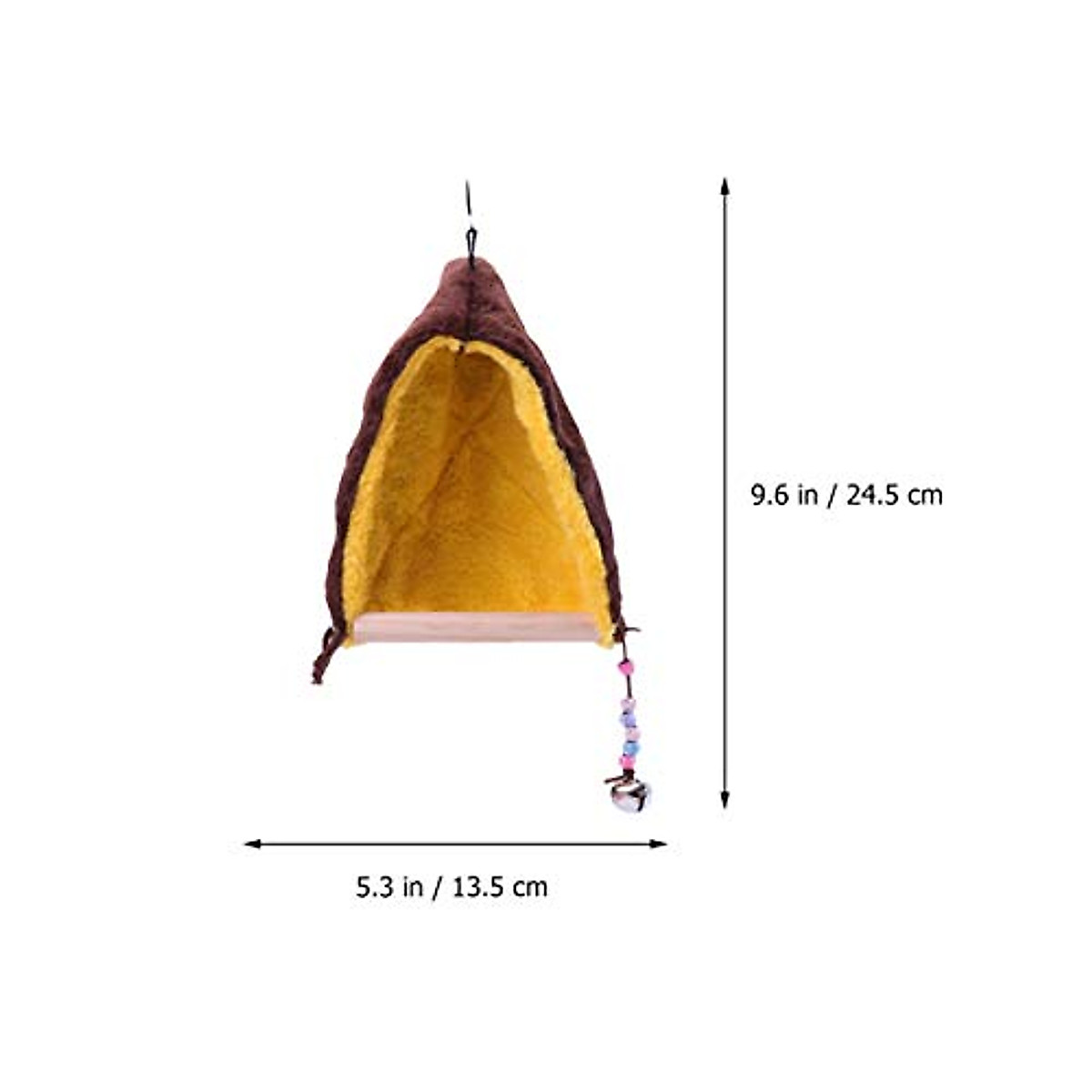Parrot Swing Perch - Bird Winter Plush Hut Tent Birdcage Hammock with Wood Stand and Bells Pendant for Parakeets Cockatiels, Conures, Macaws, Parrots, Love Birds, Finches