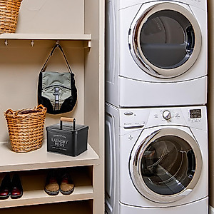 Sumnacon Laundry Pods Container Metal Laundry Pod Holder with Lid, Farmhouse Laundry Room Organization and Storage Container for Detergent Powder Laundry Pods Dry Sheets Dryer Balls, Black