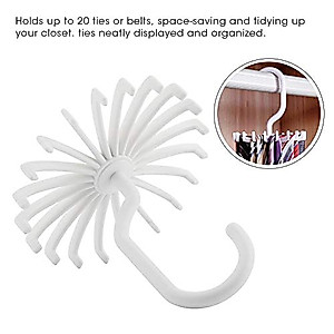 Tie Rack, Scarves Hanger, 360° Rotatable Tie Rack Belt Scarves Hook Hanger Holder Organizer(White)