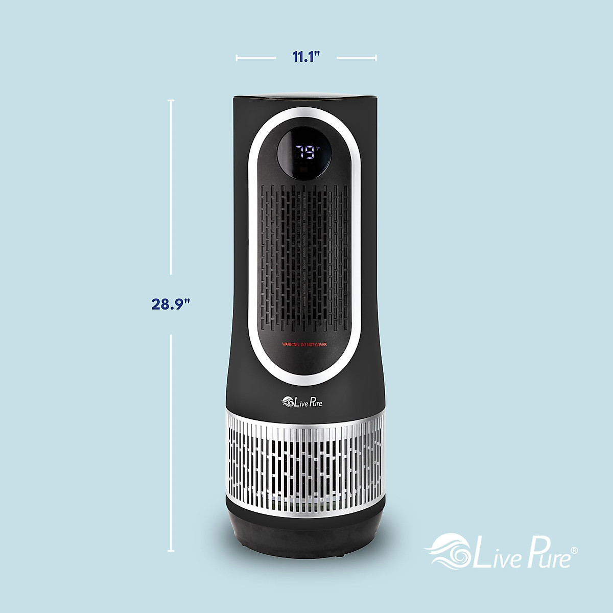 LivePure 3 in 1 Clean Heat Air Purifier & Heater-HEPA Filtration System, Space Heater w/ 2 Heat Modes, 60° Rotation, Heaters for Indoor Use, Air Purifiers for Home, Bedrooms, and Office. Gray