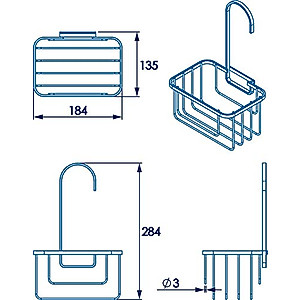 Croydex QM260441 Shower Riser Rail Hook Over Caddy, Silver by