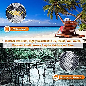 Outdoor Rugs for Patio Clearance - 5'x8' Waterproof Reversible Indoor Outdoor Rug Carpet, Portable Plastic Straw Rug for RV Camping, Picnic, Beach, Porch, Deck(Rug002#,Gray)