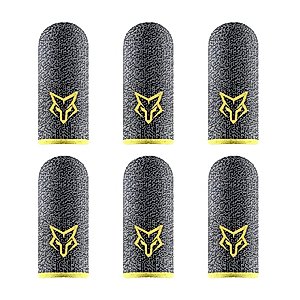 Extended Edition, 6D Gaming Finger Sleeve,Mobile Game Finger Sleeves, Pack of 6, Highly Conductive 100% Silver Thread, Durable 24-Needle Weave (Yellow)