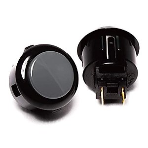SANWA 2 pcs OBSF-30 Original Push Button 30mm - for Arcade Jamma Video Game & Arcade Joystick Games Console (Gray) S@NWA