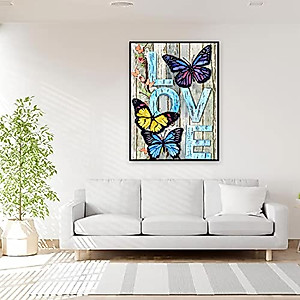 Diamond Painting Kits for Adults, 12x16 Inch DIY Paint by Numbers for Adults Beginner, DIY Full Drill Diamond Dots Paintings Picture Arts Craft for Home Wall Art Decor(Love Butterfly)