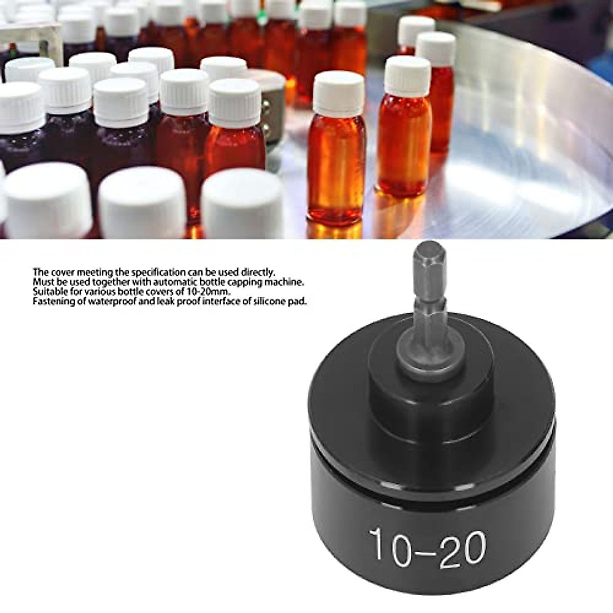 Electric Capping Machine Bit Efficient Sealing Tool with Waterproof Silicone Pad Good Sealing Accessory for 10mm to 20mm Caps