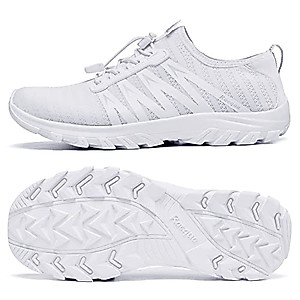 Racqua Mens&Womens Water Shoes Swim Shoes Beach Sport Quick-Dry Aqua Shoes Barefoot for Boating Fishing Hiking Diving Surfing Pool River White 10.5W/9.5M