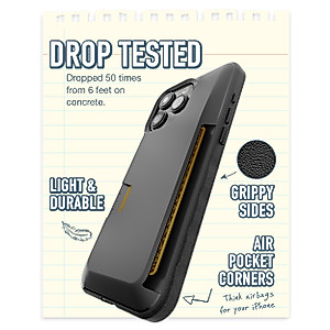 Smartish iPhone 15 Pro Max Wallet Case - Wallet Slayer Vol. 1 [Slim + Protective] Credit Card Holder - Drop Tested Hidden Card Slot Cover Compatible with Apple iPhone 15 Pro Max - Black Tie Affair