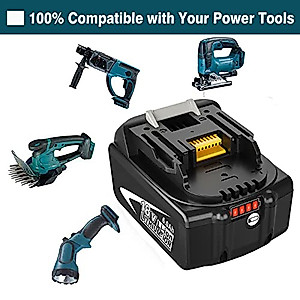 Upgraded to 6.0Ah BL1860B Replacement for Makita 18V Battery Lithium Ion BL1860 BL1850 BL1850B BL1840 BL1840B BL1830 BL1830B BL1815 BL1815B LXT-400 with LED Indicator 2 Packs