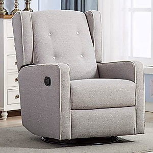 Swivel Rocker Recliner Chair, Nursery Glider Chair, Nursery Rocking Chairs, Manual Reclining Chair, Grey