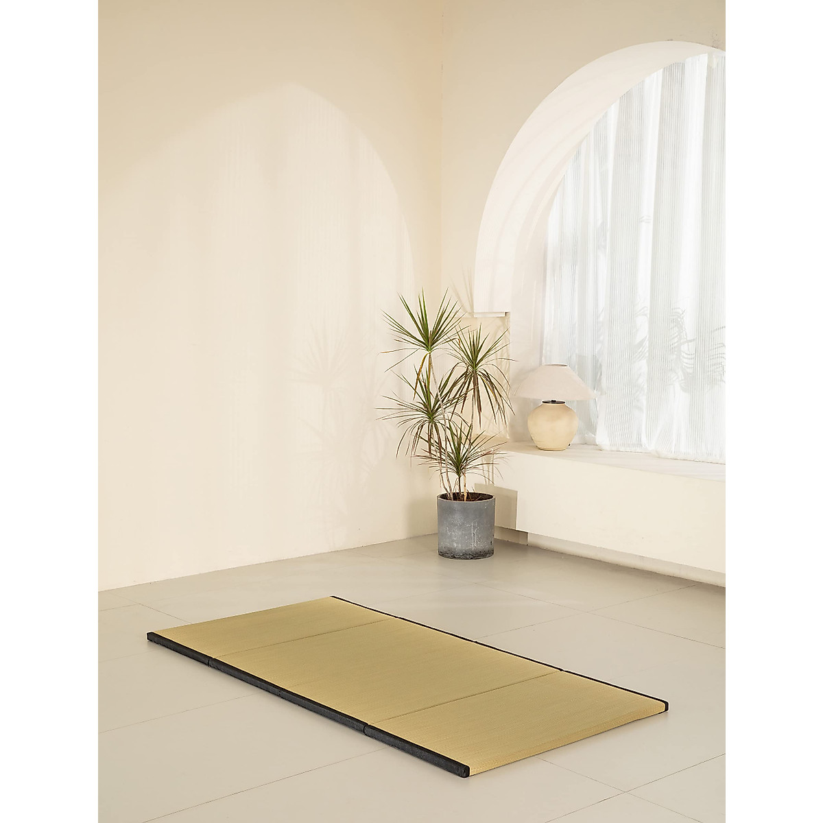 MustMat Tatami Mat Twin XL Japanese Floor Mattress Foldable Bed Frame with Storage Bag Rush Grass 39 x80 x1.4 in (Black)