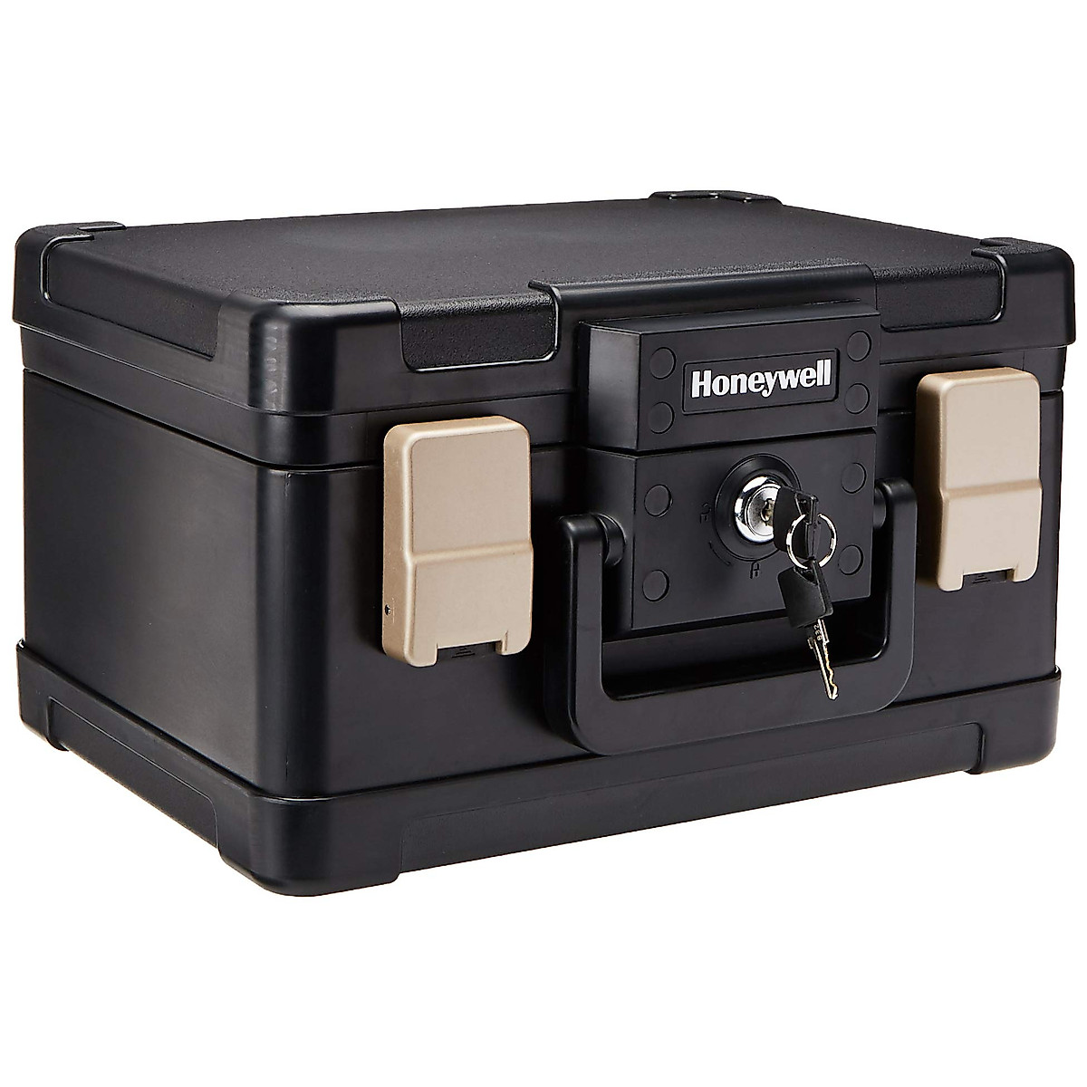 Honeywell Safes & Door Locks - Fireproof & Waterproof Small Safe Box Chest for Home - Fits Folded Letter Size Documents - Strong ABS Plastic - Document Box with Key Lock System - 0.15 CU, Black, 1102