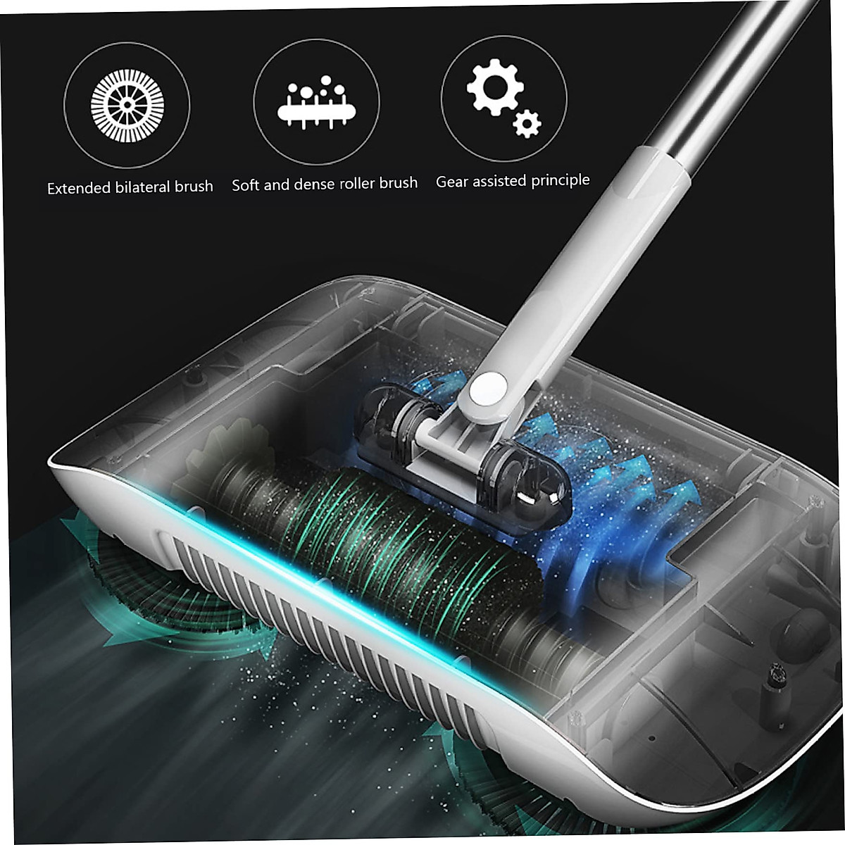 Hand Push Sweeper, 3 in 1 Household Sweeper Vacuum Cleaner, Crumb Sweeping Mop, Easy to Use Microfiber Mop Home Cleaning Tool for Home Use (Blue)