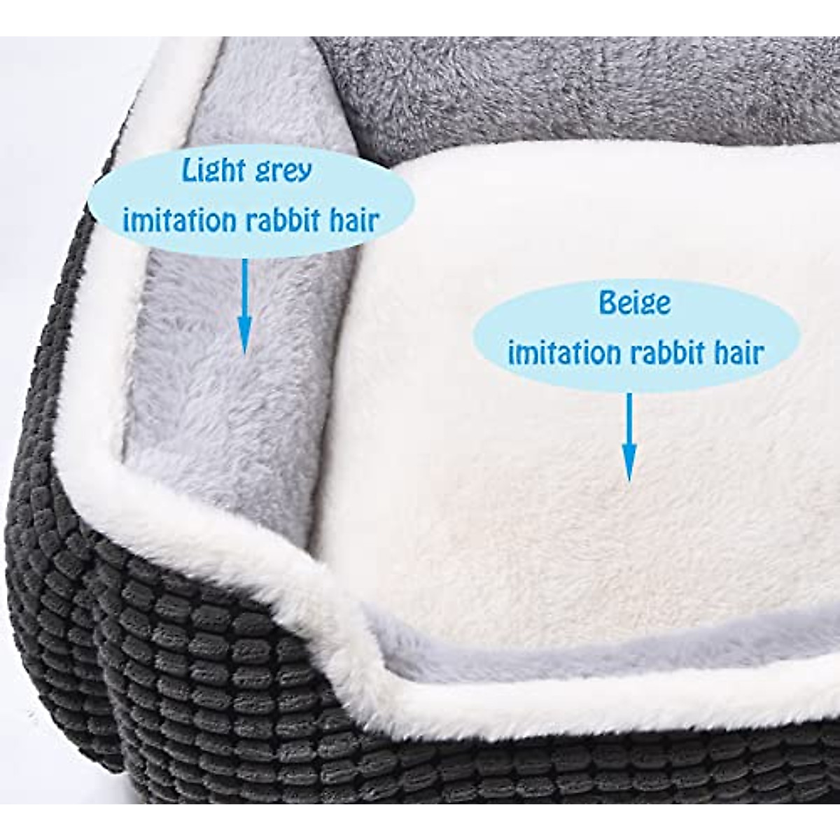 Dog Bed for Small Dogs,Cute Cat Bed for Indoor Cats,Washabel Super Soft Durable Kitten Bed and Puppy Bed, Anti-Slip & Water-Resistant Bottom,Luxury Square Grey Small aninal Bed
