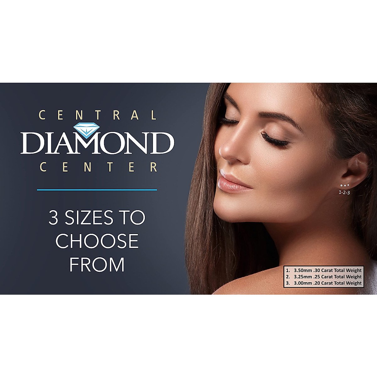 Central Diamond Center Lab Grown Round Diamond Earrings Sterling Silver, 14K Gold Post 0.30ctw (0.28-0.33ctw) Platinum Plated