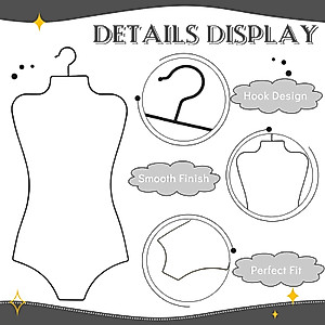 Body Shape Bikini Hanger Wire Body Shape Display Hangers Metal Lingerie Hangers Bathing Suit Hangers Swimsuit Hanger Bikini Swimwear Hanger for Clothes Coat (Black, 16 Pcs)