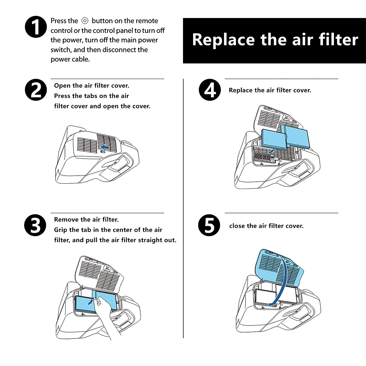Can-Meageren Replacement ELPAF40 Air Filter Fit for EPSON Projector Powerlite 480/485W BrightLink 475Wi/480i/485Wi EB-470/475W/475Wi/480/480E/485W/485Wi/1410Wi/400Wi