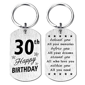 Resdink 30th Birthday Keychain Gifts for Him Her, 30 Year Old Birthday Gifts for Men Women, Happy 30th Birthday Gifts, Mens 30th Birthday Gifts Ideas
