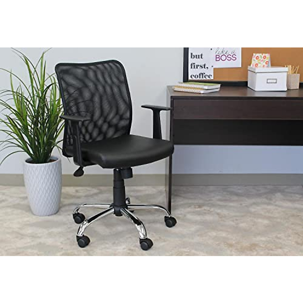 Boss Office Products Budget Task Chair with T-Arms, Black