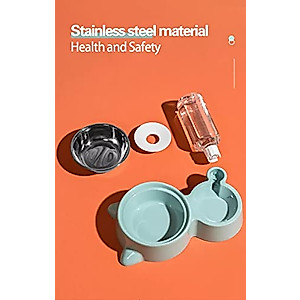 Cat and Dog Food Feeder and Automatic Water Dispenser Pet Bowl (Salmon)