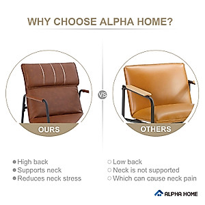 ALPHA HOME Living Room Accent Chair Sofa Chair Lounge Chair with Metal Leg for Home Office Study Living Room Vanity Bedroom,Brown