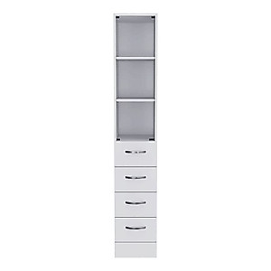 Atlin Designs Wood Linen Cabinet with 3 Shelves & 3-Drawer in White