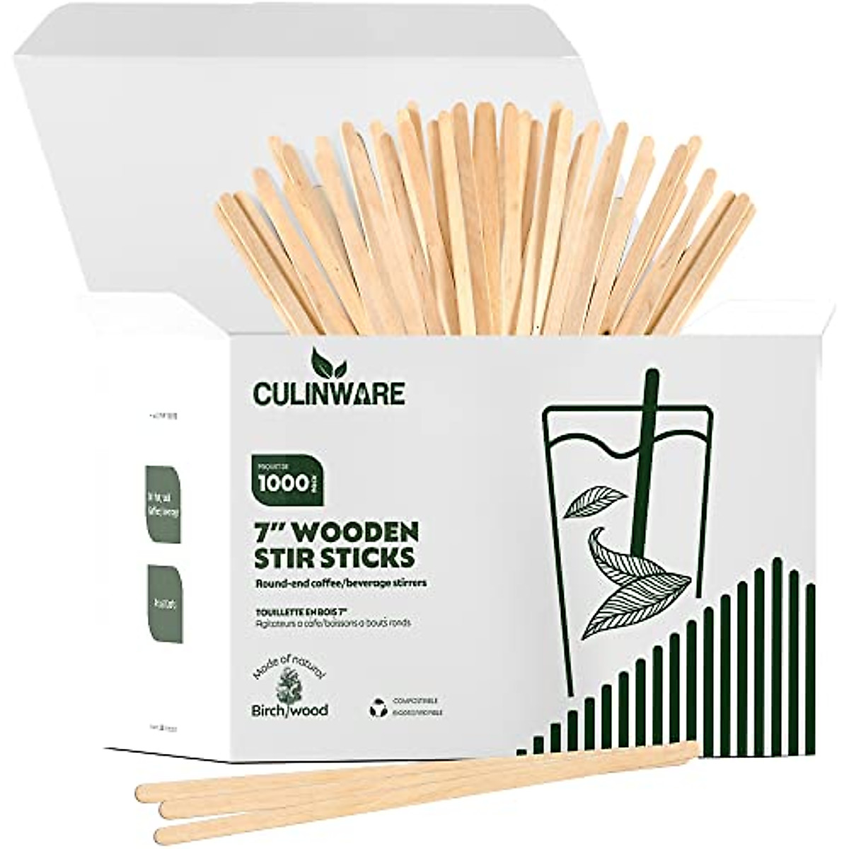 Birch Wood Coffee/Beverage Stirrers 7" (1000 pack) Eco-Friendly Great For Your Coffee Nook.